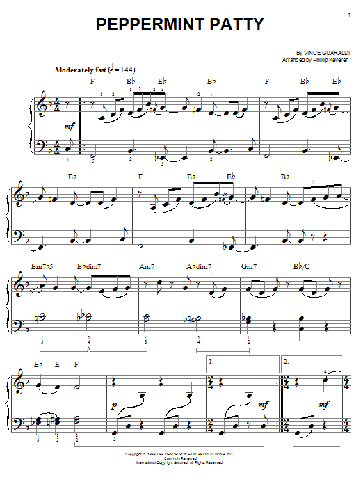 Peppermint Patty by Vince Guaraldi (Download) » Sheet Music for Piano