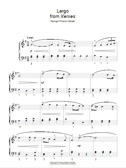 Largo by George Frideric Handel (Download) » Sheet Music for Piano