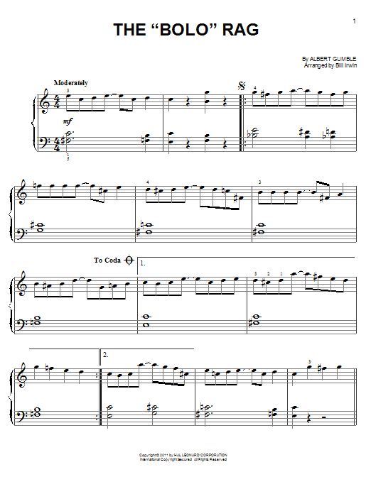 The "Bolo" Rag by Albert Gumble (Download) » Sheet Music for Piano