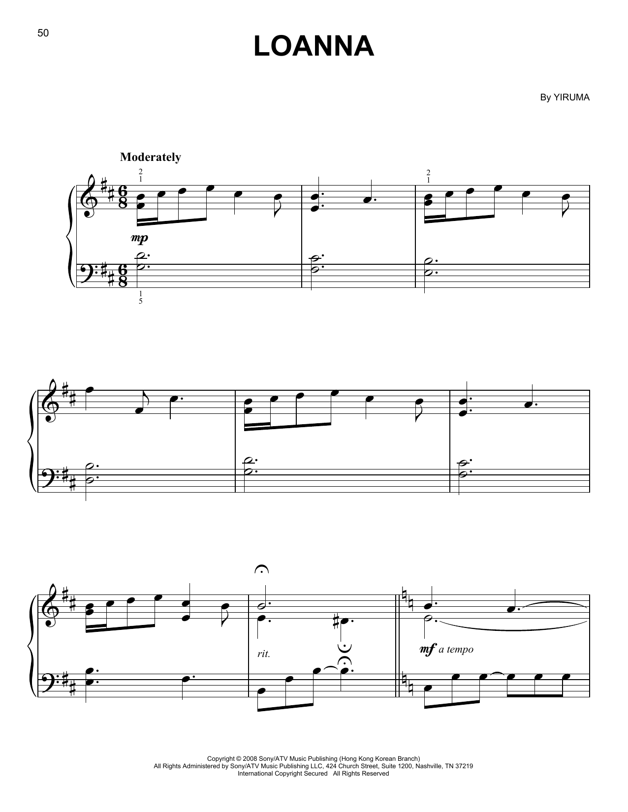 Loanna by Yiruma (Download) » Sheet Music for Piano