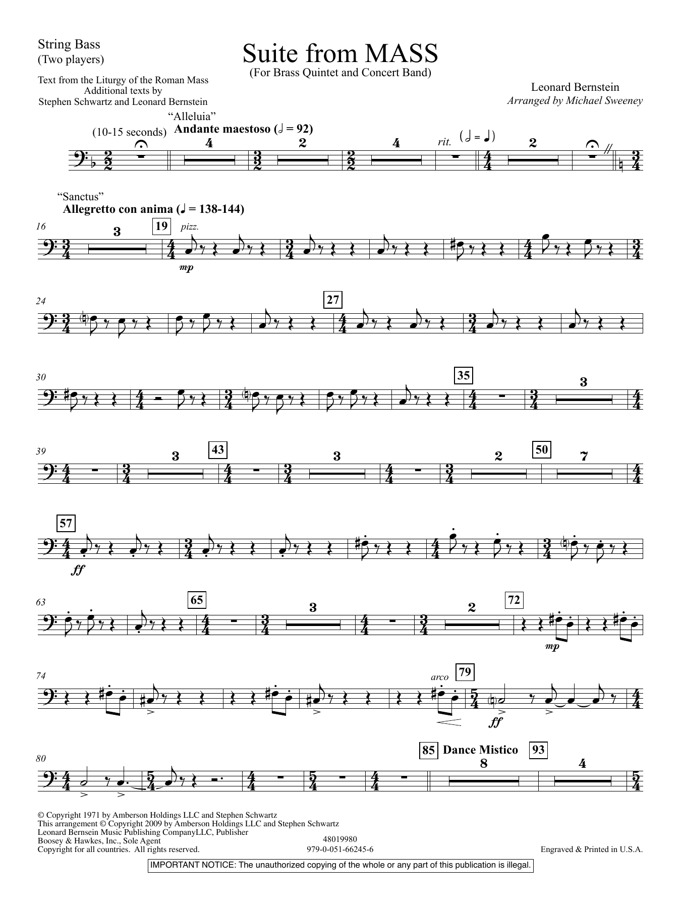 Suite from Mass by Leonard Bernstein (Download) » Sheet Music for ...