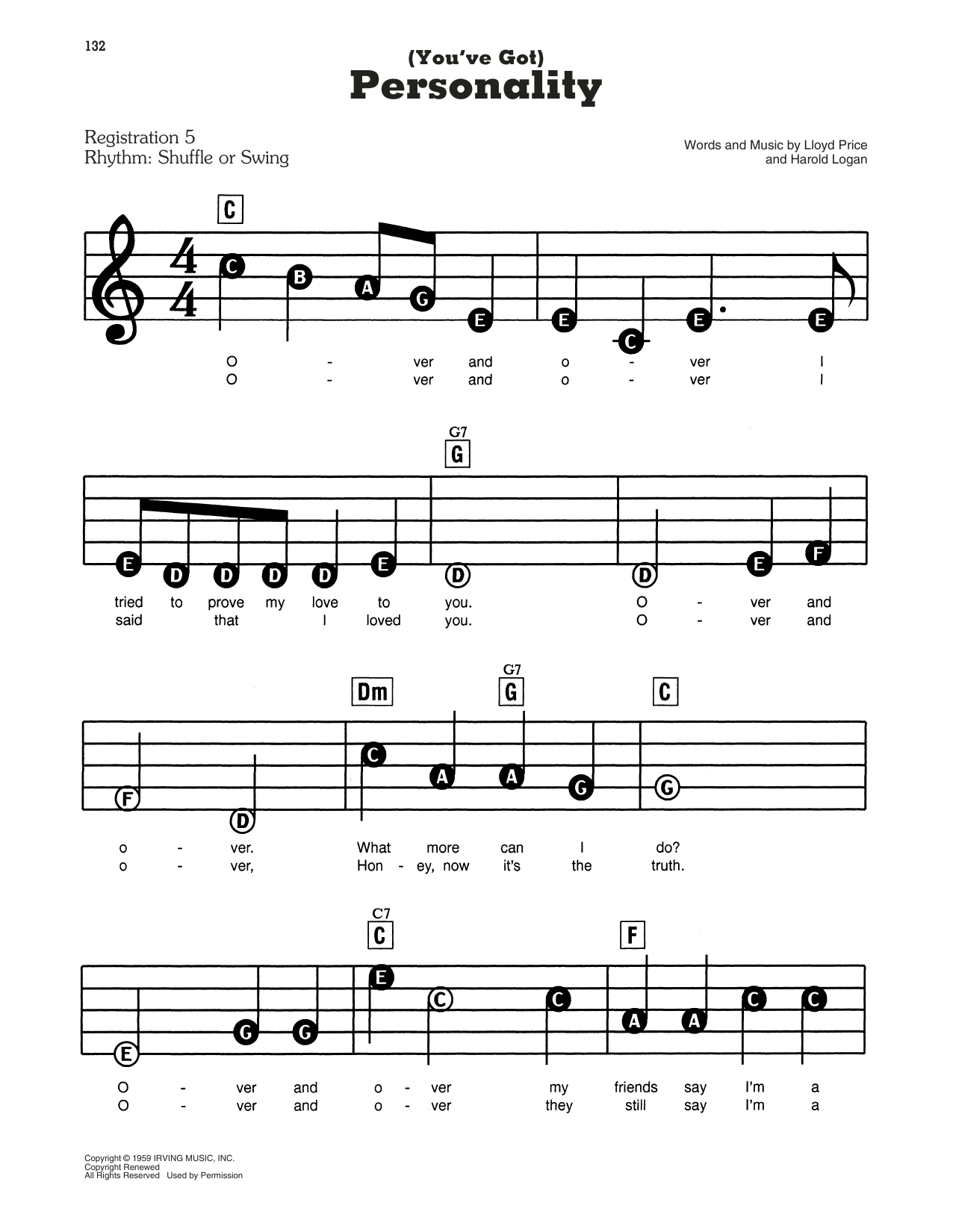 (You've Got) Personality by Lloyd Price (Download) » Sheet Music for Piano