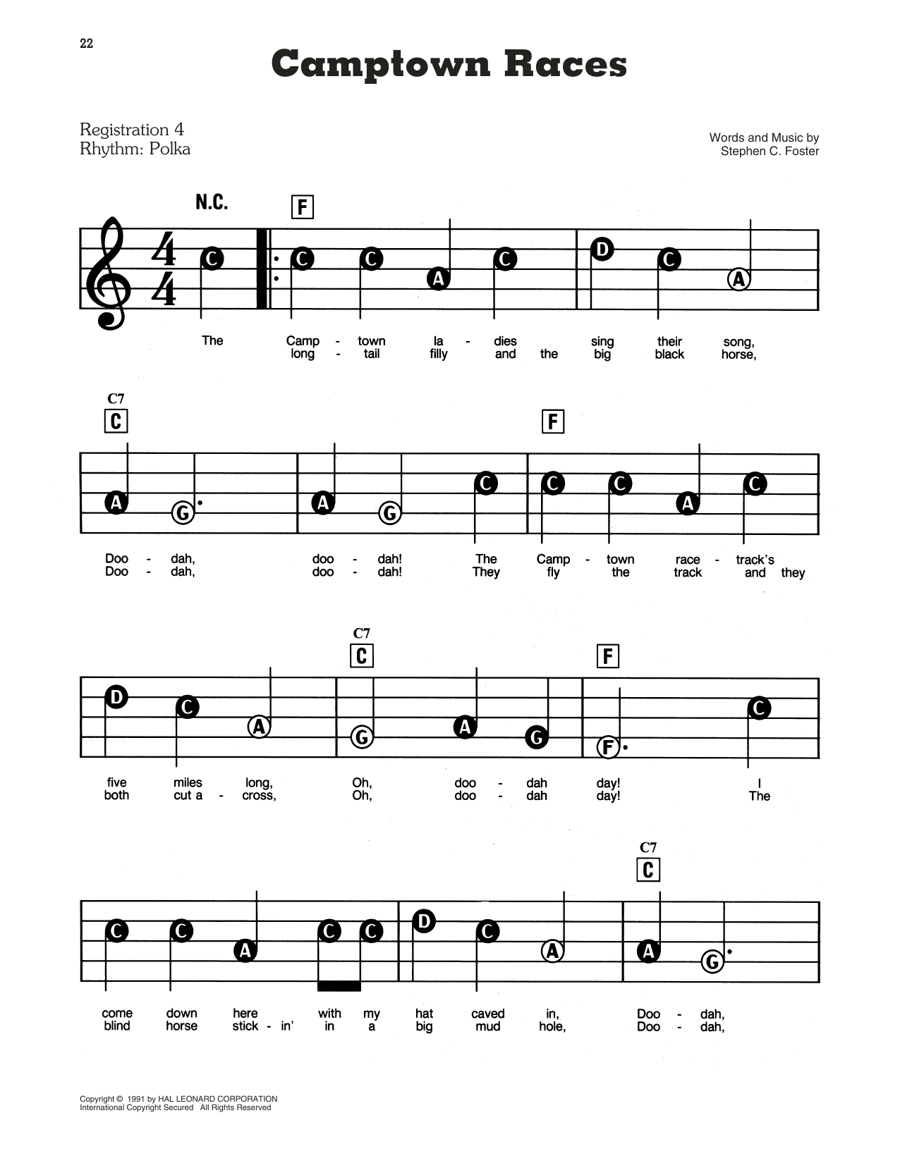Camptown Races (Download) » Sheet Music for Piano