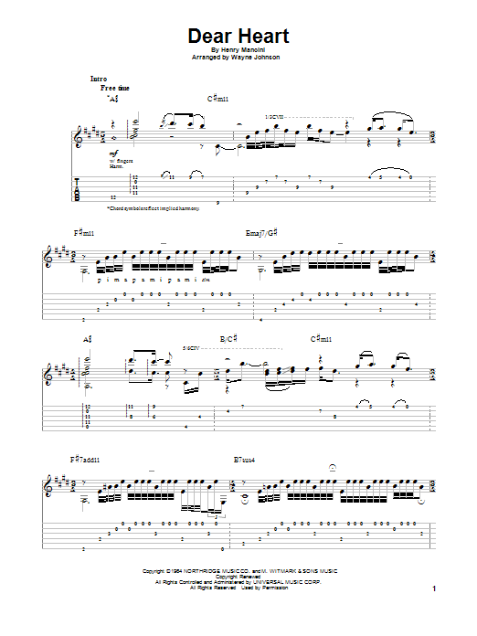 Dear Heart by Henry Mancini (Download) » Sheet Music for Guitar