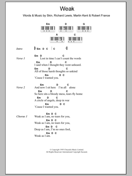 Weak (Download) » Electronic Keyboard - Sheet Music