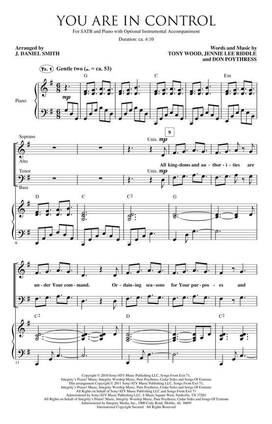 You Are In Control by Jennie Lee Riddle (Download) » Sheet Music for Choir