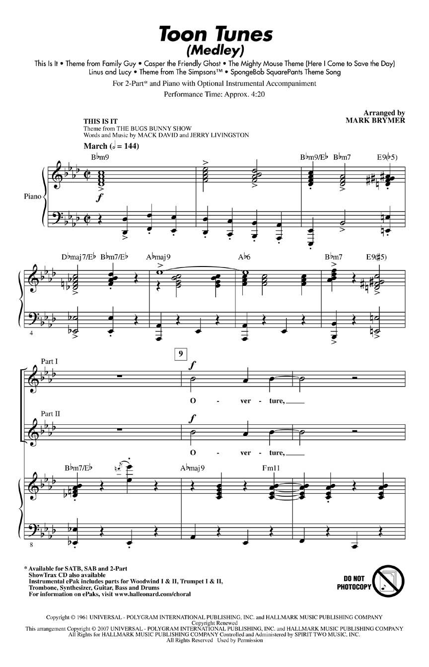 Toon Tunes » Children's Choir Sheet Music , Shop now!