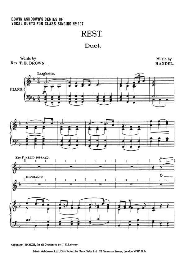 Rest 2-Part/Piano (Georg Friedrich Händel) » Sheet Music for Choir