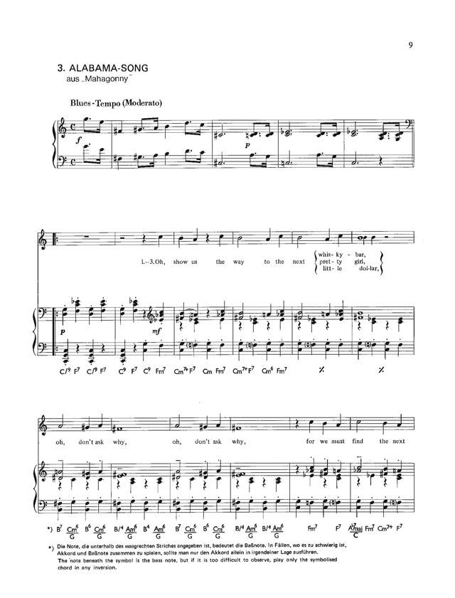 Weill-Brecht Song Album » Piano, Vocal & Guitar