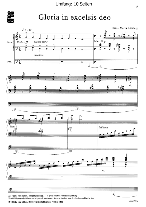 Gloria in excelsis deo (Orgel ) by Hans-Martin Limberg » Sheet Music ...