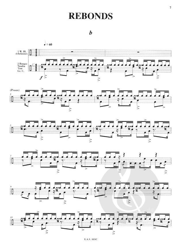 Rebonds Pour Percussion Solo (Iannis Xenakis) » Sheet Music for Drums