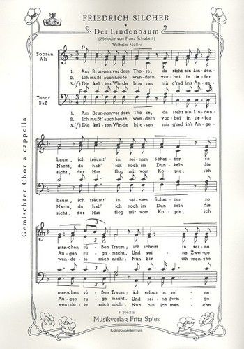 Der Lindenbaum (Friedrich Silcher) » Sheet Music for Mixed Choir