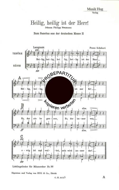 Heilig heilig ist der Herr » Sheet Music for Men's Choir