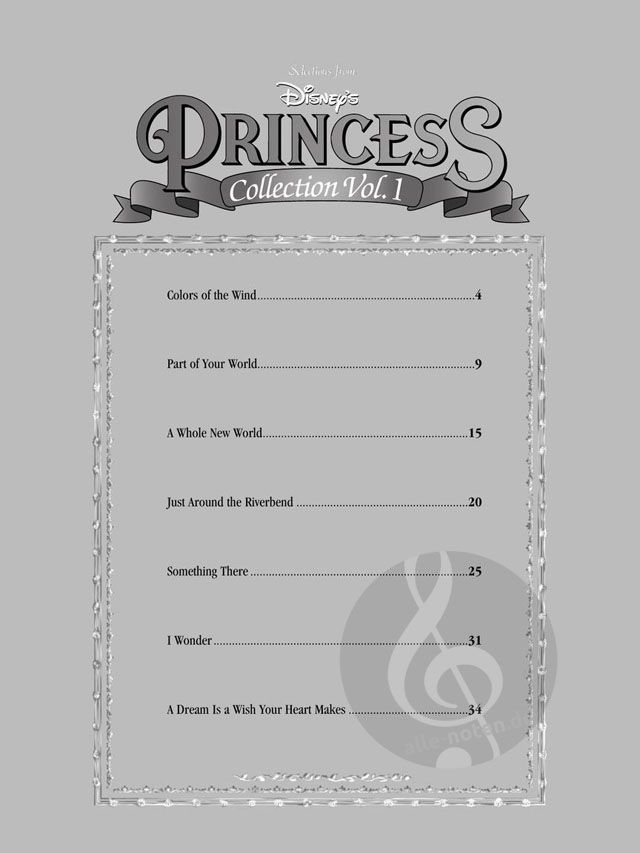 Disney's Princess Collection Vol. 1 For Five Finger Piano » all ...
