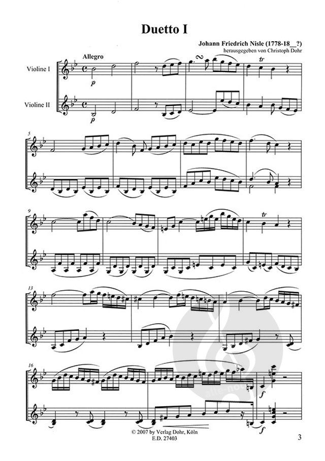 Johann Friedrich Nisle Sheet Music for Violin