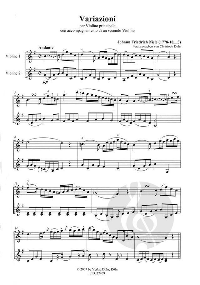Johann Friedrich Nisle Sheet Music for Violin