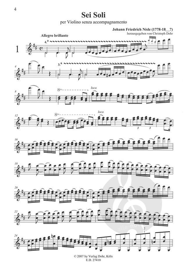 Johann Friedrich Nisle Sheet Music for Violin