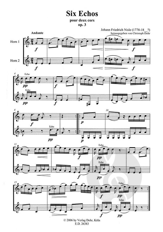 Johann Friedrich Nisle Sheet Music for Horn » Buy Online