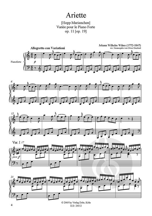 Johann Wilhelm Wilms Piano Sheet Music » Buy Online