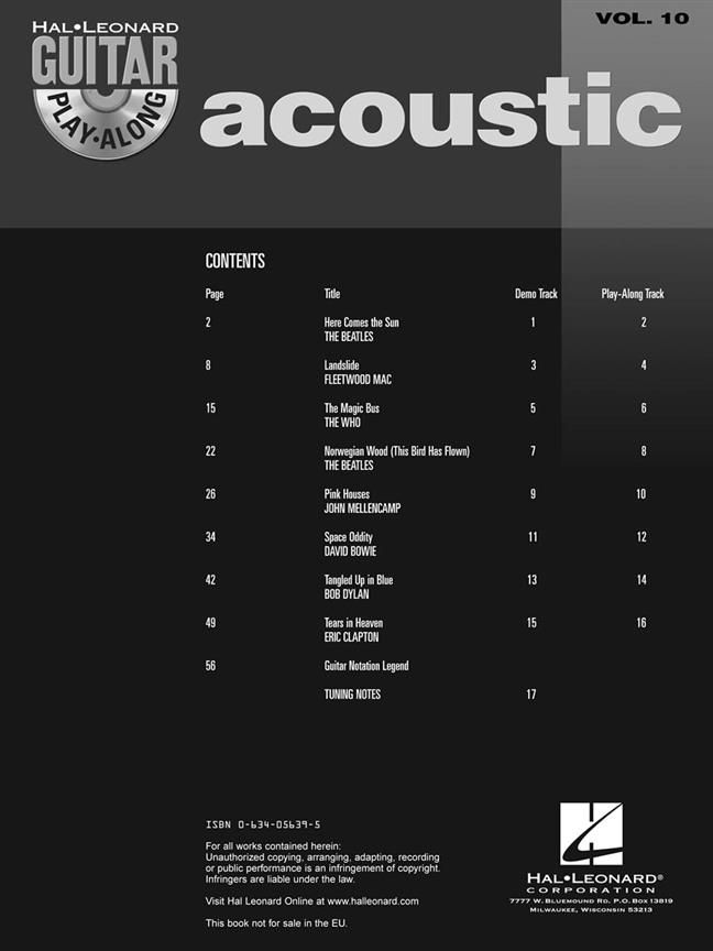 Guitar Play-Along Vol. 10: Acoustic Guitar » Sheet Music for Guitar