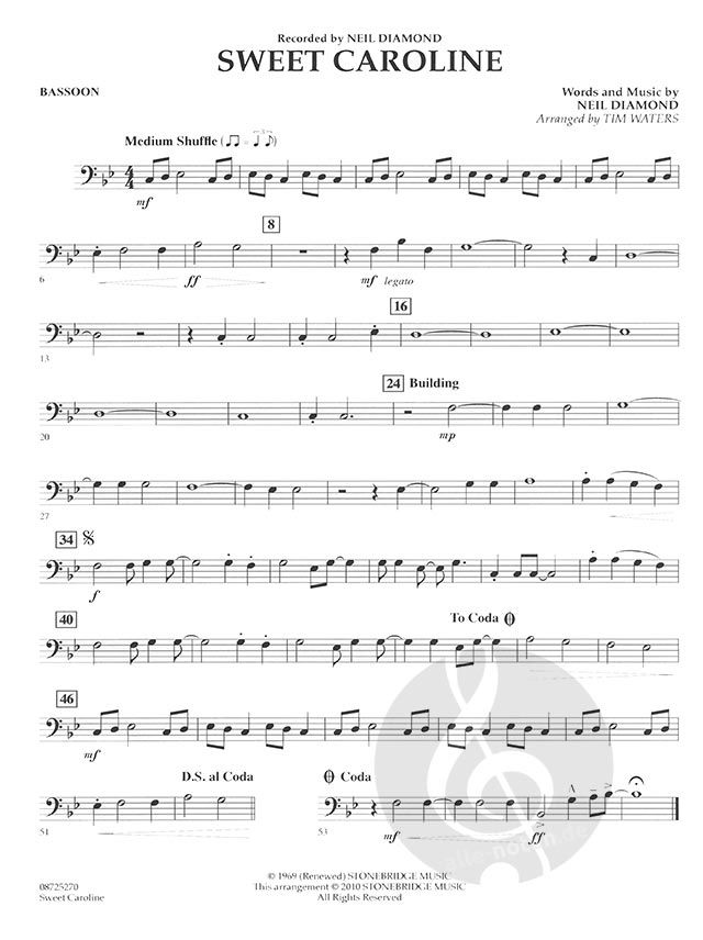 Sweet Caroline (Neil Diamond) » Sheet Music for Concert Band