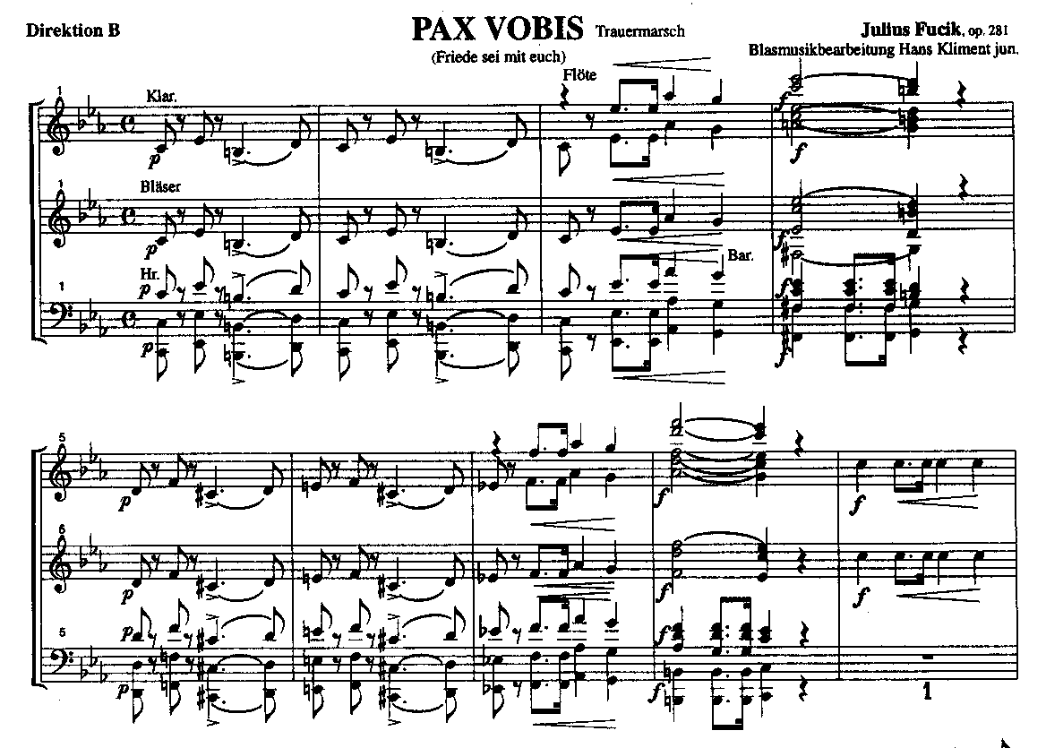 Pax Vobis by Julius Fučik » Concert Band Sheet Music