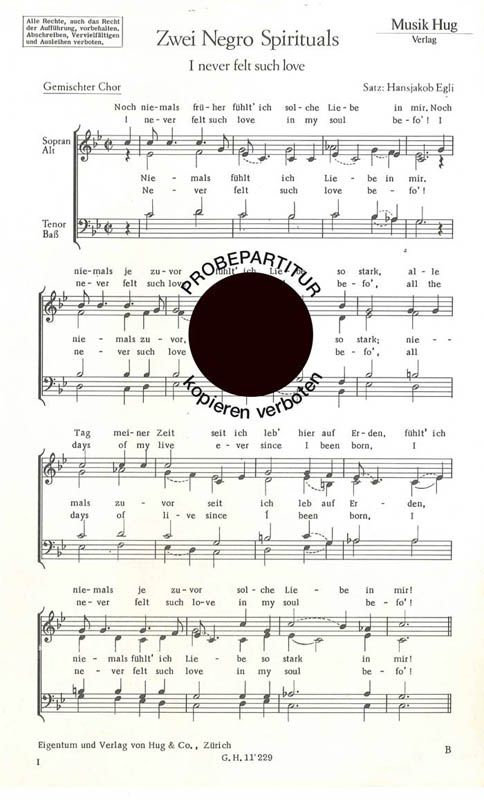 2 Negro-Spirituals by Hansjakob Egli » Mixed Choir Sheet Music