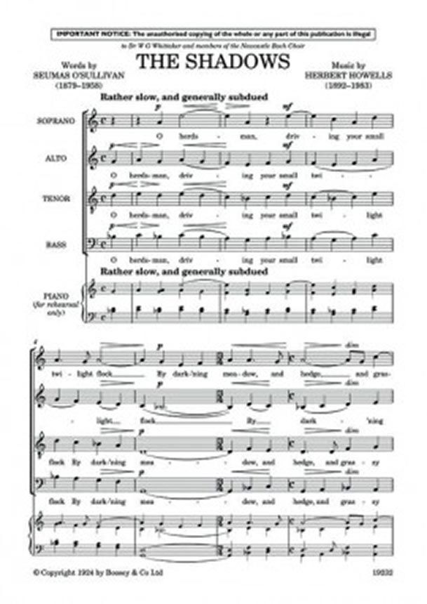 The Shadows (Herbert Howells) » Sheet Music for Mixed Choir