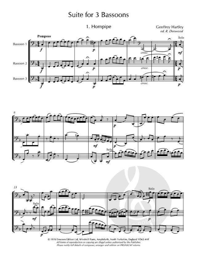 Geoffrey Hartley Sheet Music for Bassoon » Buy Online