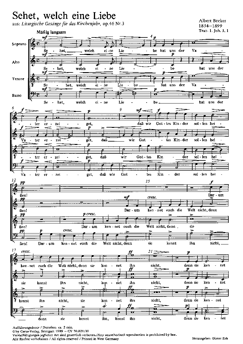 Sehet, welch eine Liebe; Herr, nun lässest du deinen Diener (Albert ...