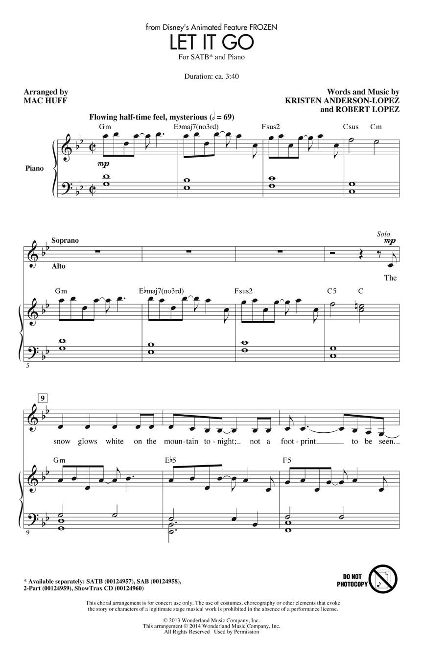 Frozen Let It Go Sheet Music