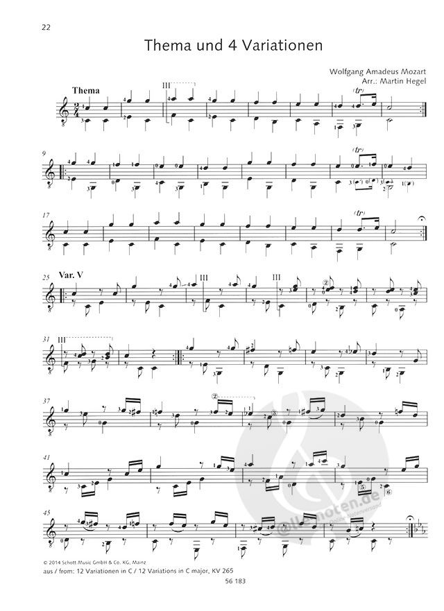 Mozart For Guitar by Wolfgang Amadeus Mozart » Guitar Sheet Music