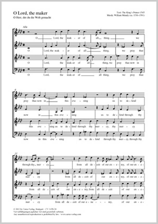 O Lord, the maker (O Herr, der du die Welt gemacht) (William Mundy ...