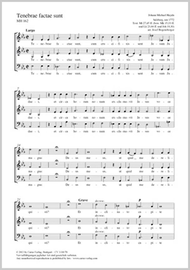 Tenebrae factae sunt MH 162 (Johann Michael Haydn) » Sheet Music for ...