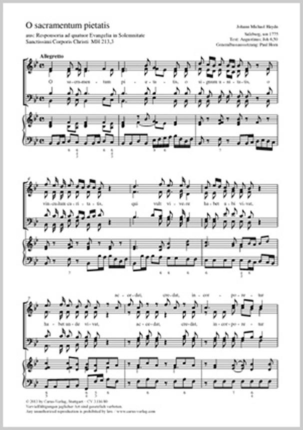 O sacramentum pietatis MH 213, 3 (Johann Michael Haydn) » Sheet Music ...