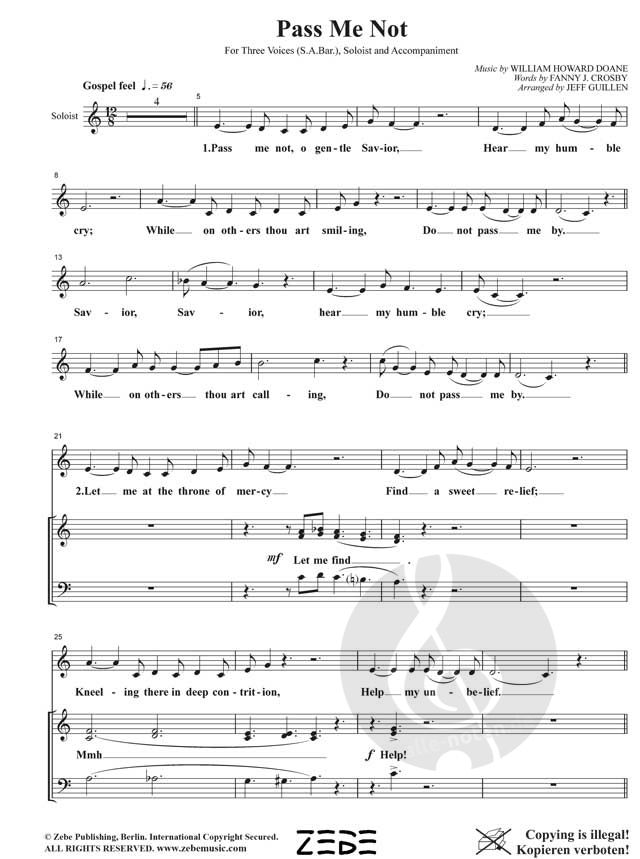 Pass Me Not (Jeff Guillen) » Sheet Music for Mixed Choir