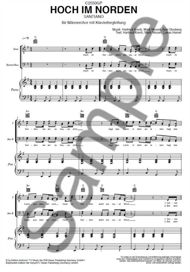 Santiano Sheet Music for Men's Choir » Buy Online