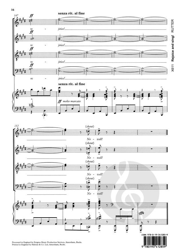 Rejoice and sing! (John Rutter) » Sheet Music for Mixed Choir