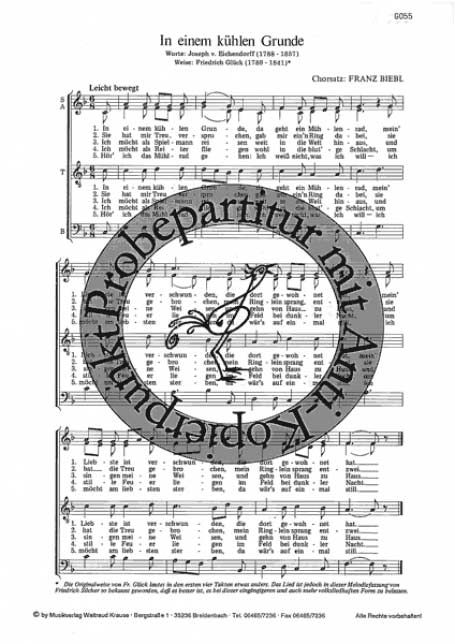 In einem kühlen Grunde (Friedrich Glück) » Sheet Music for Mixed Choir ...