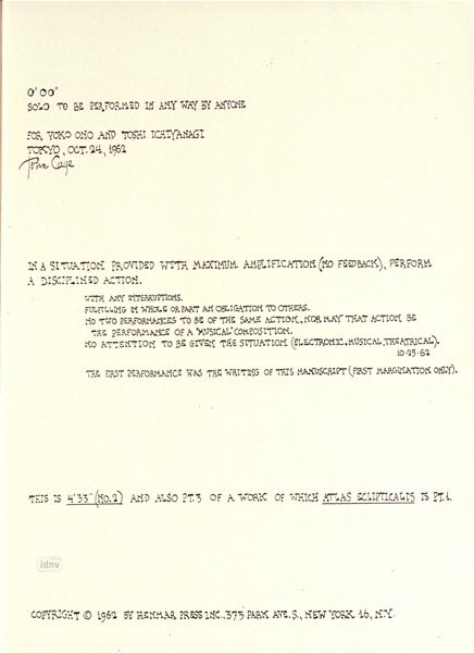 John Cage Piano Sheet Music » Buy Sheet Music Online