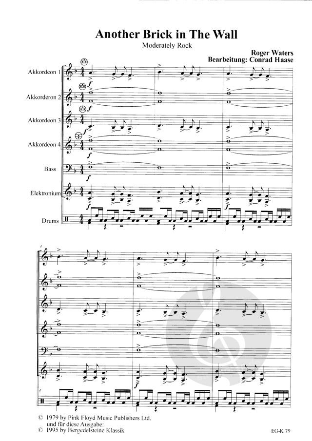 Another brick in the wall by Pink Floyd » Accordion Orchestra Sheet ...