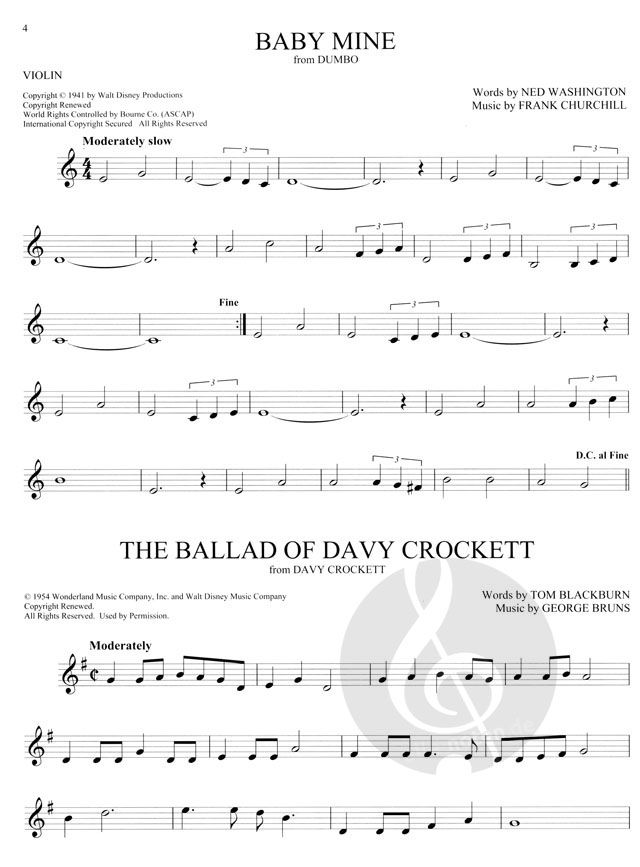 Disney Songs Violin Sheet Music