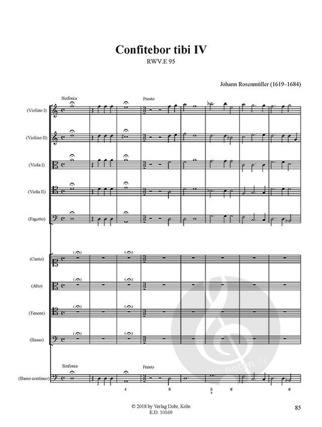 Vesperpsalmen 2 Confitebor Tibi Domine By Johann Rosenm ller Sheet