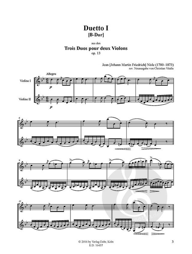 Johann Friedrich Nisle Sheet Music for Violin