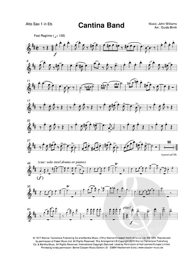 Cantina Band by John Williams » Jazz Ensemble Sheet Music