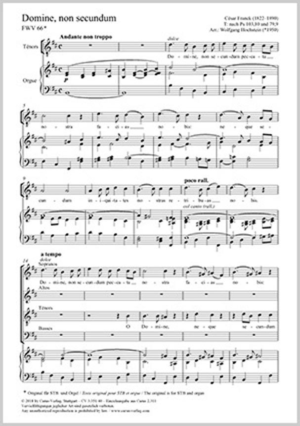 Domine, non secundum by César Franck » Mixed Choir Sheet Music