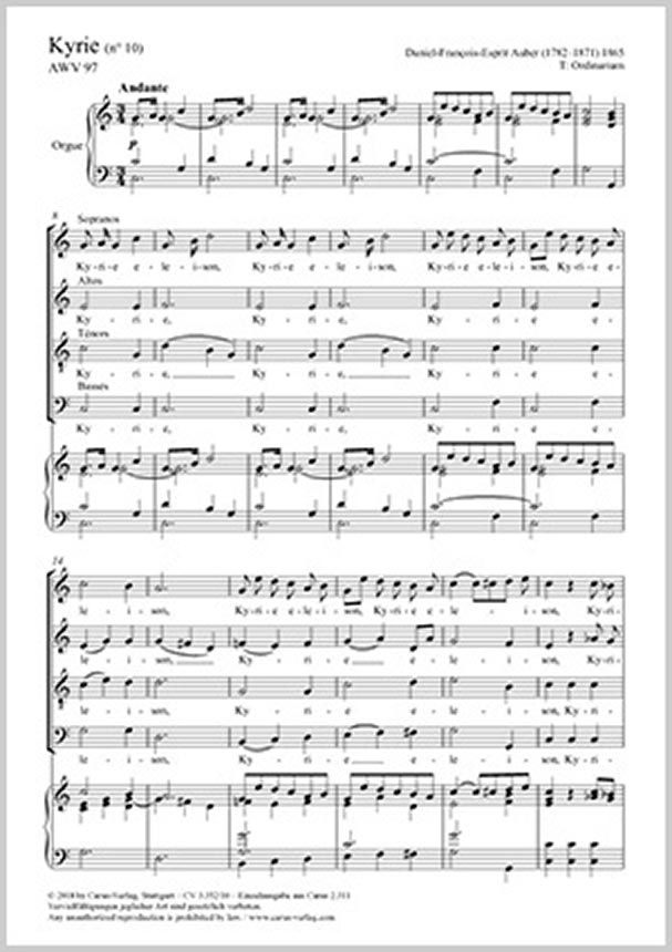 Kyrie No. 10 op. 97 by Daniel François Esprit Auber » Mixed Choir Sheet ...
