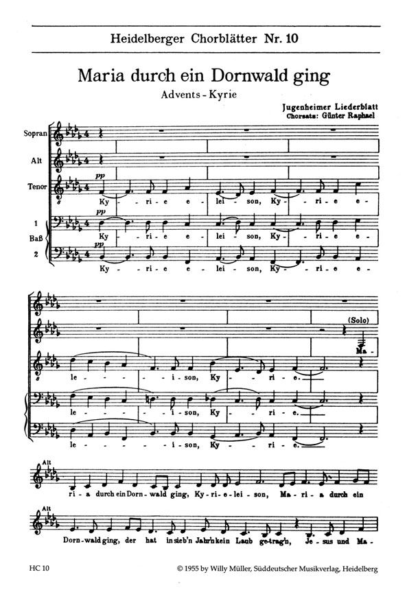 Maria durch ein Dornwald ging. Advents-Kyrie. » Sheet Music for Mixed Choir